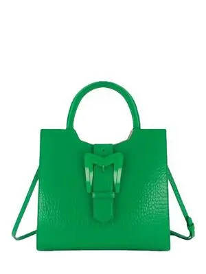 Mac Duggal Crocodile Embossed Tote Bag With Buckle Detail - Spring Green