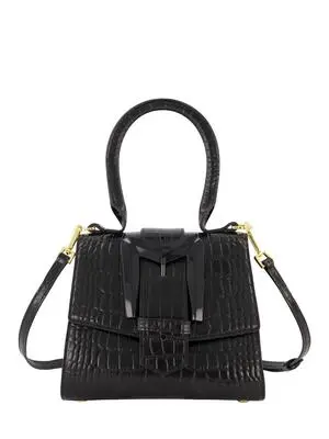 Mac Duggal Croc-effect Mini Handbag With Buckle Detail - Black