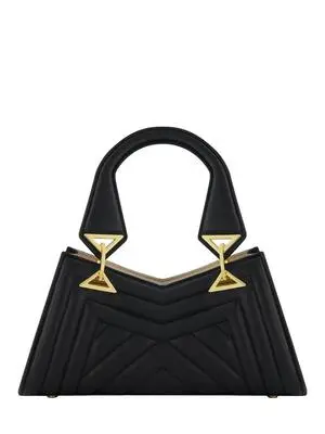 Mac Duggal Mac Duggal Small Quilted Napa Leather Handbag Black