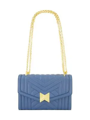 MAC DUGGAL Mac Duggal Quilted Napa Leather Handbag With Gold Chain
