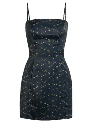 HVN Mia Floral-print Mini Dress - Midnight Blue