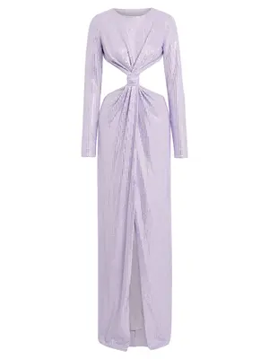 AREA Crystal-embellished Twisted Cutout Gown - Lilac