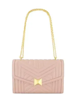 Mac Duggal Gold Plated Hardware Quilted Napa Leather Handbag - Rose