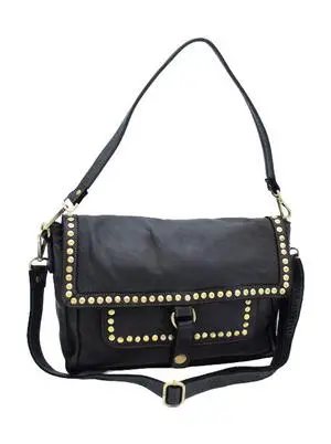 BOLSA NOVA Emily Studded Leather Shoulder Bag - Black