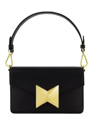 Mac Duggal Leather Shoulder Bag With Gold-plated Hardware - Black
