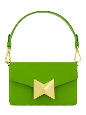 Mac Duggal Classic Leather Gold Plated Hardware Shoulder Bag - Pear