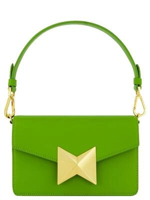 Mac Duggal Mac Duggal Classic Leather Gold Plated Hardware Shoulder Bag Pear