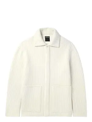 Zegna Ribbed Wool And Cashmere-blend Jacket - Neutrals