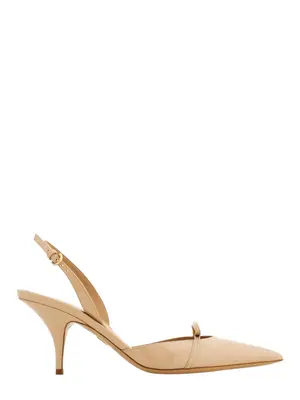FERRAGAMO 70mm Leather Slingback Pumps - Neutrals