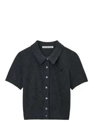 Alexander Wang Logo-embroidered Wool Top - Grey