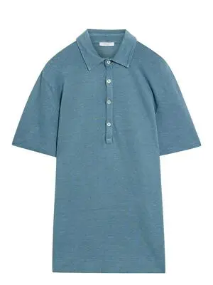Boglioli Linenjersey Polo Shirt - Slate Blue