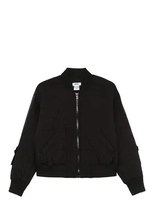 Dkny Logo-embellished Quilted Bomber Jacket - Black
