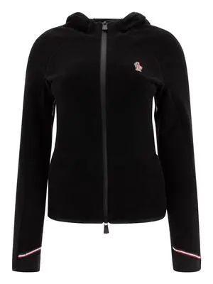 Moncler Fleece Jacket With Logo Patch - Black