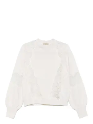 Elie Saab Lace-detail Sweater - White