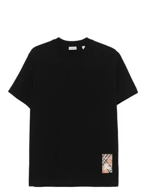 Burberry Check-logo Patch Cotton T-shirt - Black