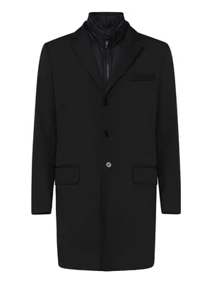FAY Layered Overcoat - Black