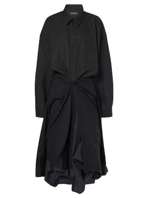 Balenciaga Gathered Tie-front Shirt Dress - Black