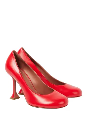 Amina Muaddi Iris 95 Leather Pumps - Red
