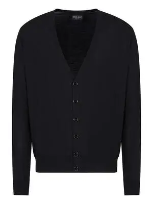 Giorgio Armani Virgin Wool Cardigan With Buttons - Black