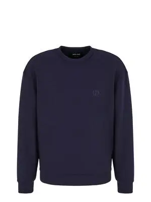 Giorgio Armani Cotton And Cashmere Crew-neck Sweatshirt - Blue