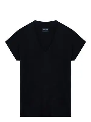 Giorgio Armani Jersey V-neck Top - Black