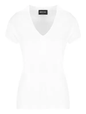 Giorgio Armani Jersey V-neck Top - White