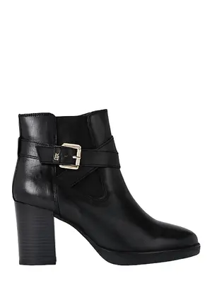Kurt Geiger Sage Buckle-strap Leather Heeled Ankle Boots - Black