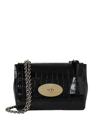 Mulberry Lily Croc-embossed Leather Shoulder Bag - Black
