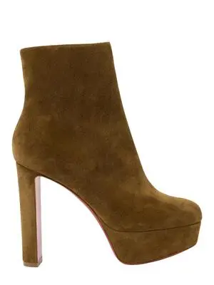 CHRISTIAN LOUBOUTIN 55mm Loo Suede Ankle Booties Bronze