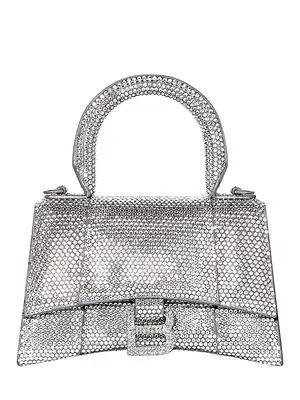 Balenciaga Balenciaga Hourglass Top Handle Bag With Rhinestones Grey