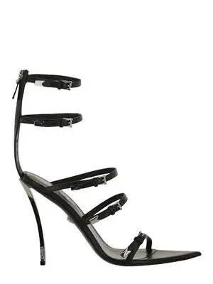 Versace Pinpoint Calf Leather Sandals - Black