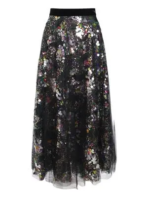 TALBOT RUNHOF Hessa Sequin Embellished Midi Skirt