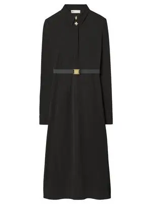Tory Burch Belted Jersey Shirt Dress - Black