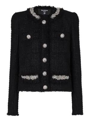 Balmain Embroidered Tweed Jacket - Black