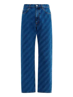 Marni Diagonal-stripes Jeans - Blue