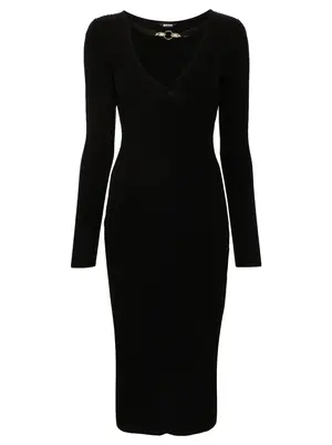 Just Cavalli V-neck Knit Midi Dress - Black