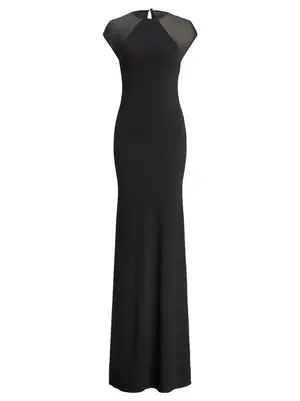 Ralph Lauren Sheer Detail Maxi Dress - Black