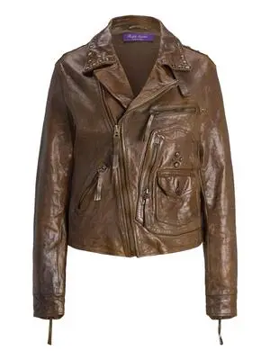 RALPH LAUREN Andrea Stud-embellished Leather Jacket