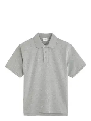 Saint Laurent Logo-embroidered Piqué Cotton Polo Shirt - Grey