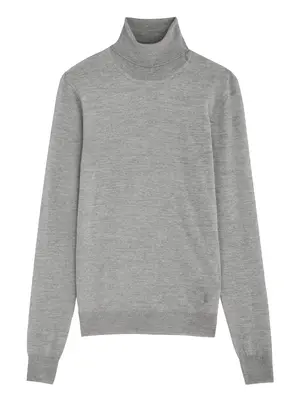 Saint Laurent Cassandre Fine-knit Wool Jumper - Grey