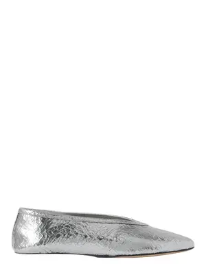 Le Monde Beryl Le Monde Beryl Luna Metallic Crinkled-leather Ballet Flats Silver