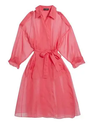 Dolce & Gabbana Belted Silk Chiffon Trench Coat - Bubblegum