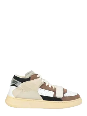 RUN OF Leather High-top Sneakers - White