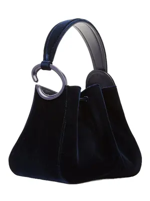 Oscar De La Renta Velvet O Handle Bag - Navy