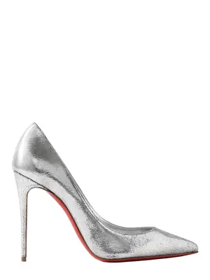 CHRISTIAN LOUBOUTIN Kate 100 Metallic Cracked-leather Pumps - Silver