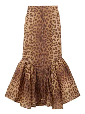 Zimmermann Crush Ruffled Leopard-print Maxi Skirt - Animal Print