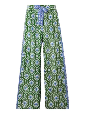 Zimmermann Wylie Printed Silk Wide-leg Pants - Green