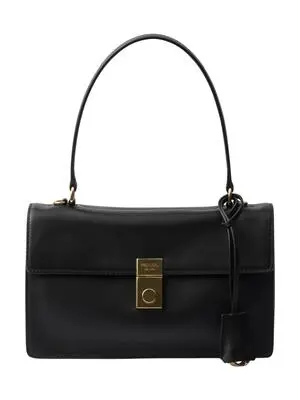 Prada Medium Leather Shoulder Bag - Black