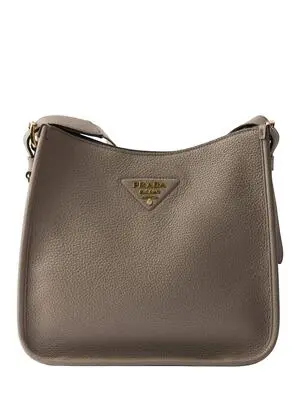 Prada Prada Medium Leather Shoulder Bag Grey