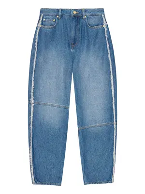 GANNI Distressed Wide Leg Jeans - Blue
